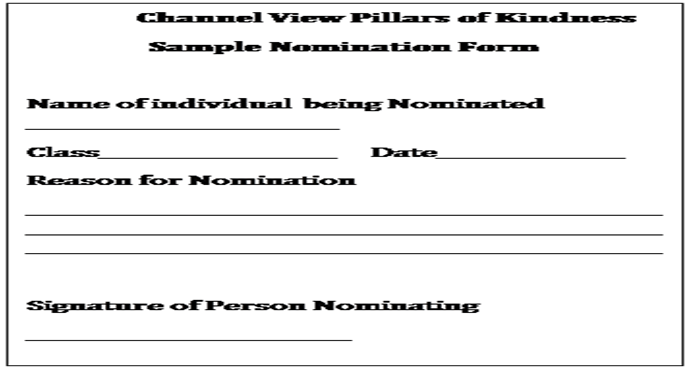 Text Box: Channel View Pillars of KindnessSample Nomination FormName of ...