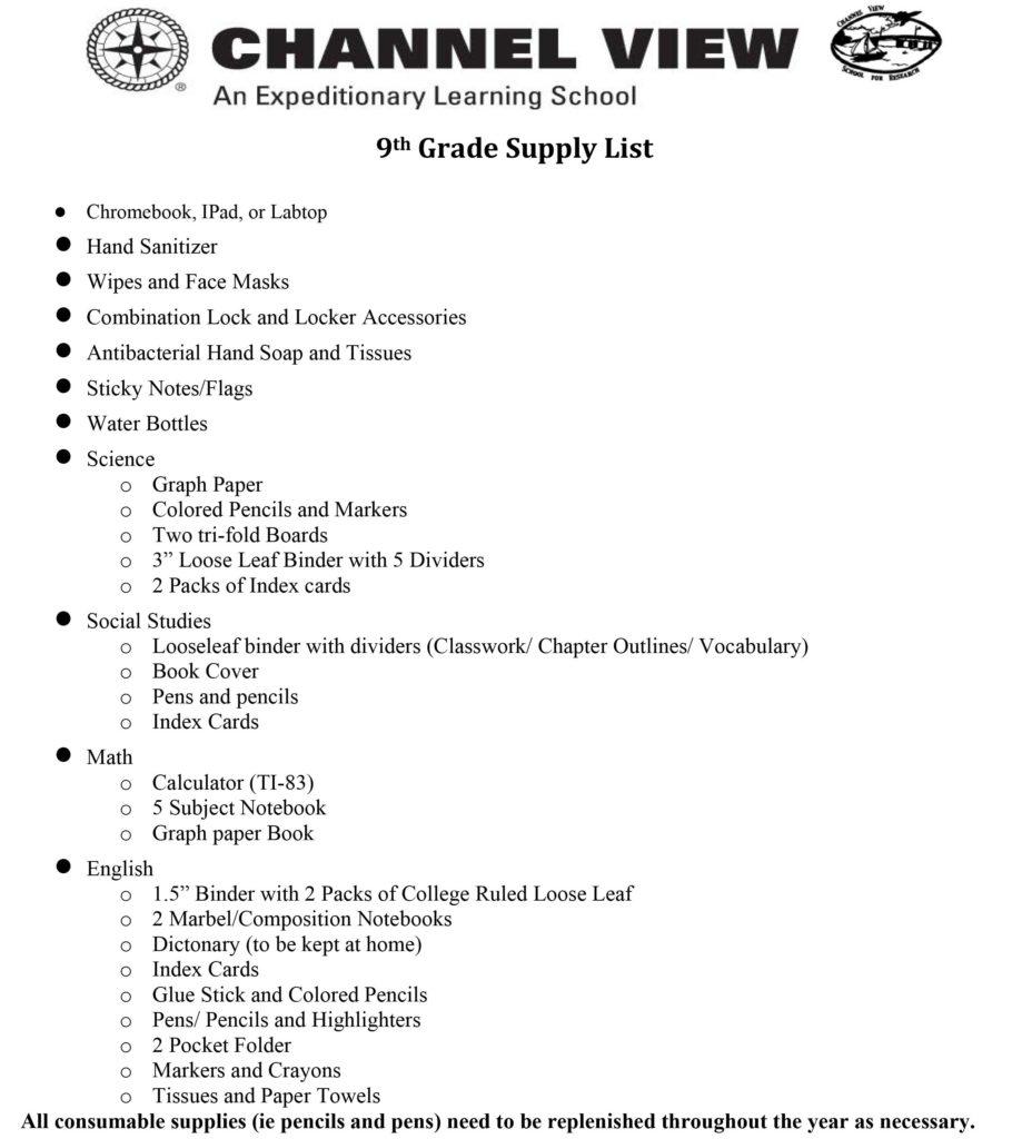 Supply Lists | www.cvsr.info