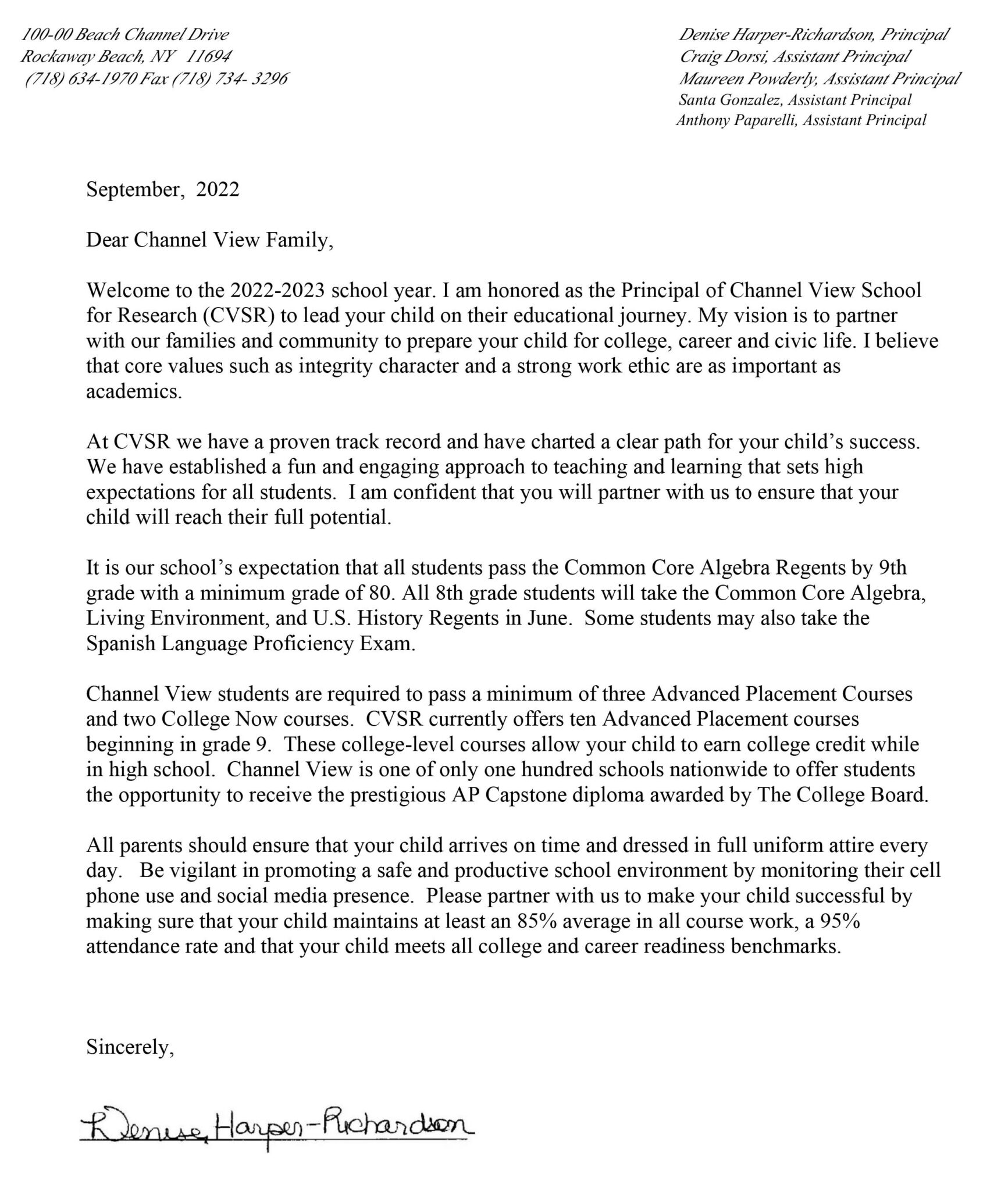 Principal’s Message | www.cvsr.info